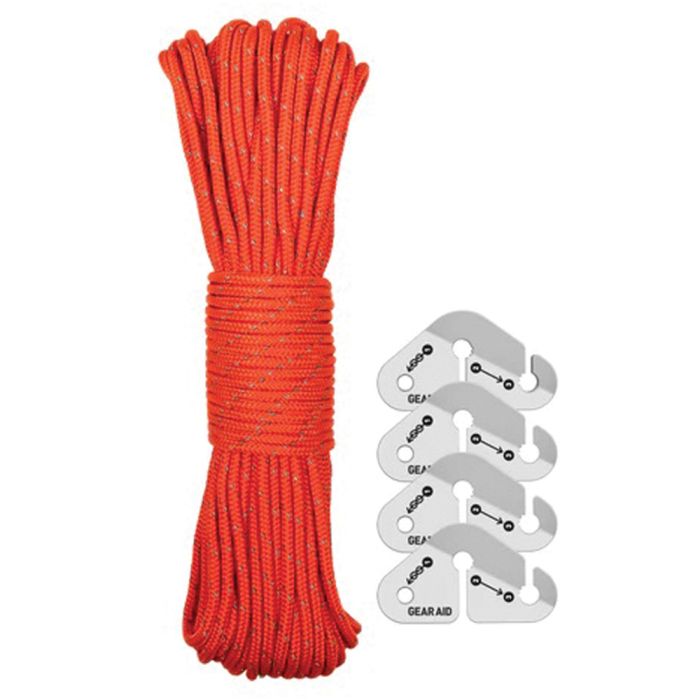 Reflective Guyline Kit | 50 ft + 4 Tensioners – 2 Foot Adventures